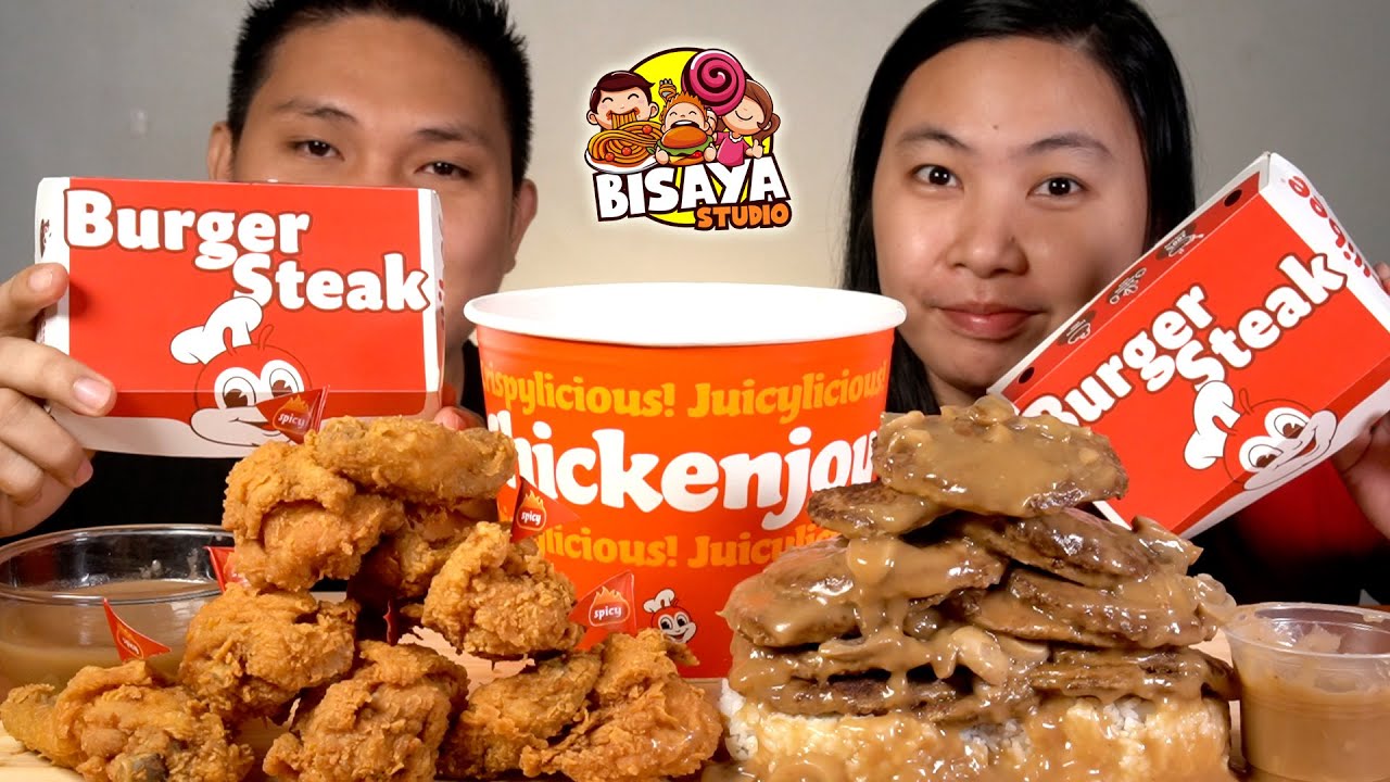 MOUNTAIN of BURGER STEAK and CHICKENJOY from JOLLIBEE MUKBANG | BISAYA ...