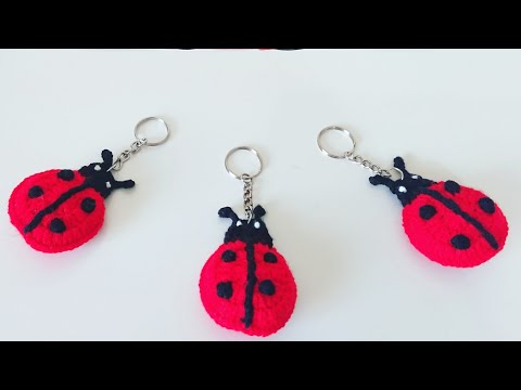 TIĞ İŞİ EN KOLAY UĞUR BÖCEĞİ ANAHTARLIK 🐞 🐞 knit ladybug keychain tasarım 🔜 @sevilayuysalorguleri