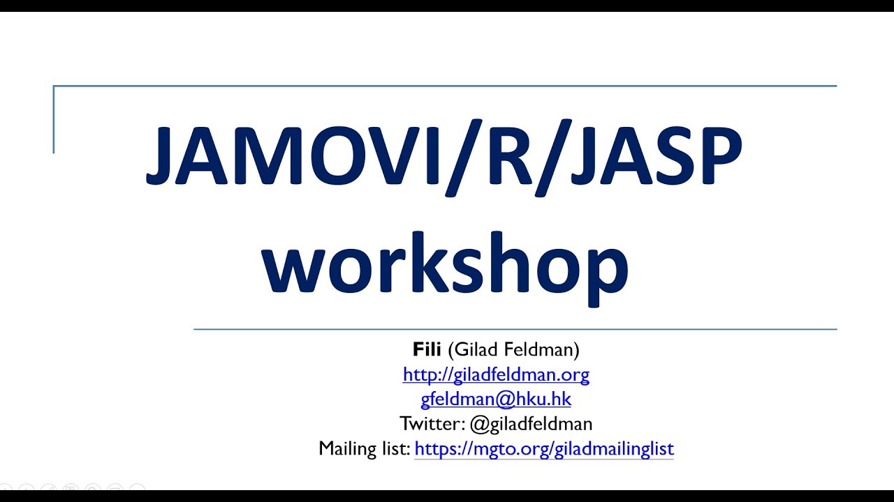JAMOVI, R, and JASP | Open Science workshops | Gilad Feldman - YouTube