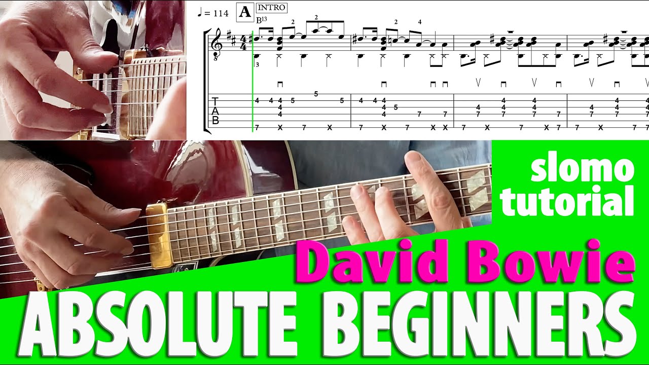 Absolute Beginners fingerstyle tab tutorial SLOMO David Bowie - YouTube