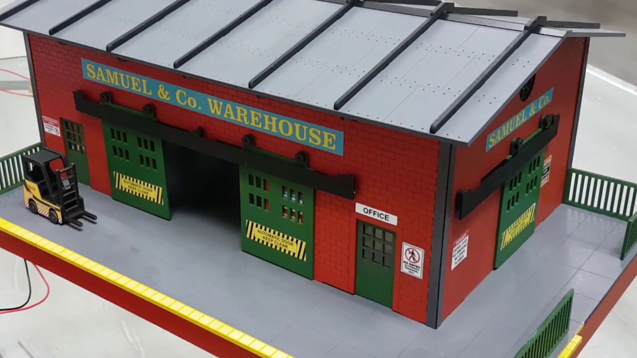 Proses O Scale Warehouse w/Working Motorized Doors - YouTube
