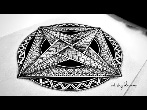 3D square mandala/ how to draw mandala/ mandala drawing for beginners ...
