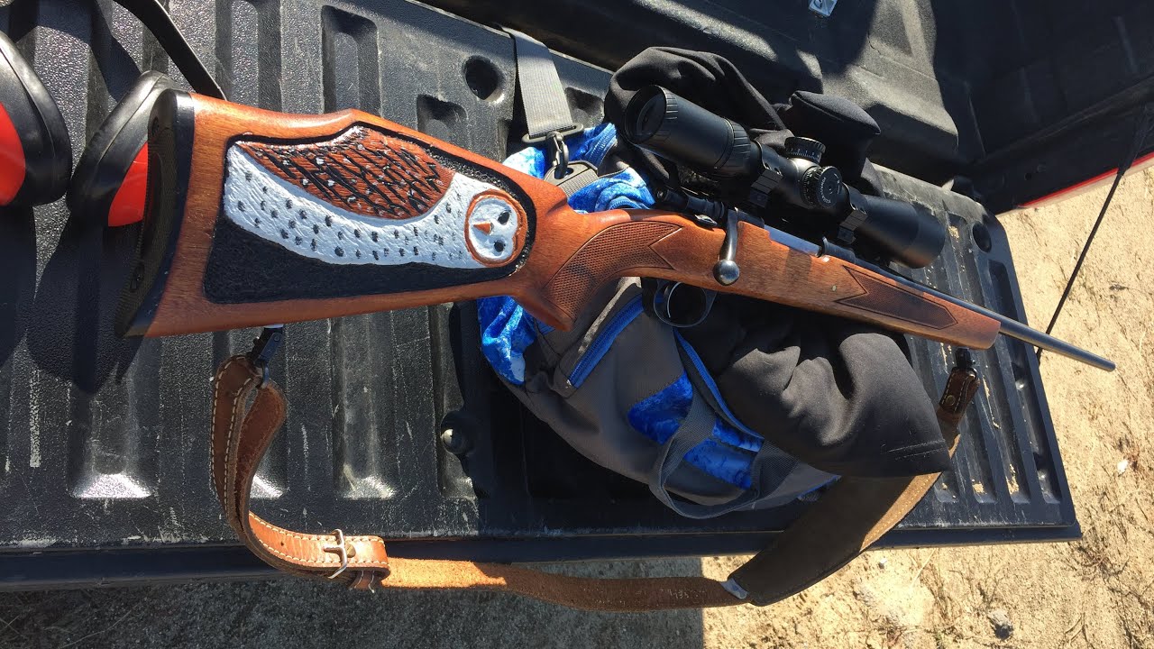 Fitting a rifle to a new stock - YouTube