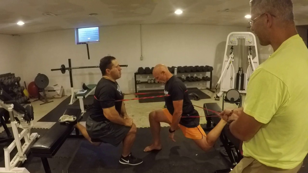 Partner Rear Leg Elevated Lunge with Bands - YouTube