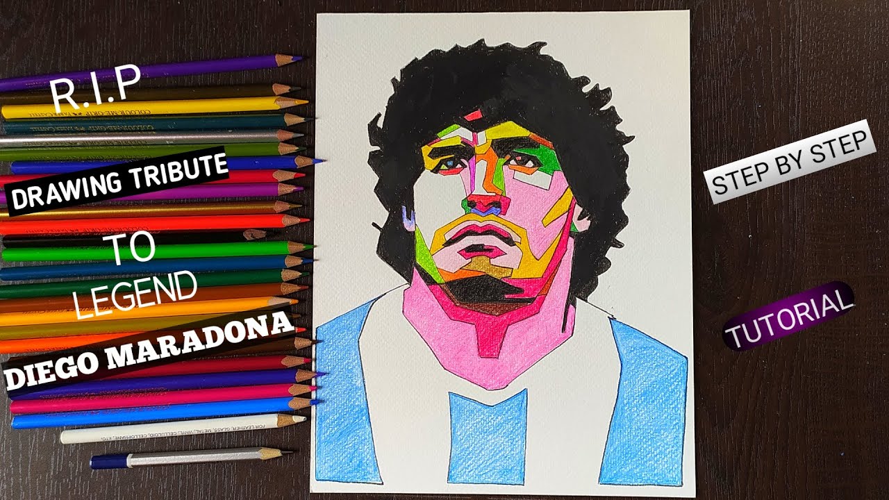 Diego Maradona || Colour pencils drawing || Step by step || Art by ...