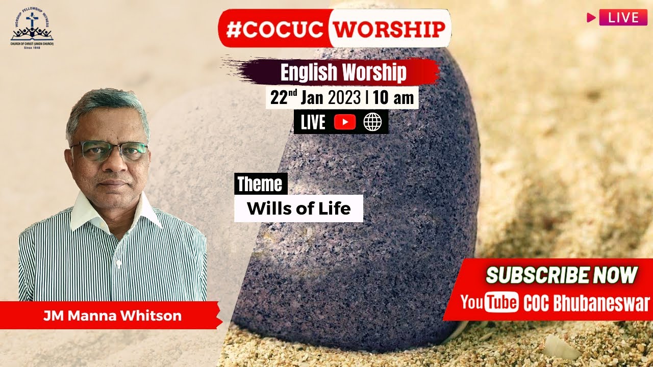 Sunday English Worship |Mr. JM Manna Whitson | Wills Of Life | 22 Jan ...