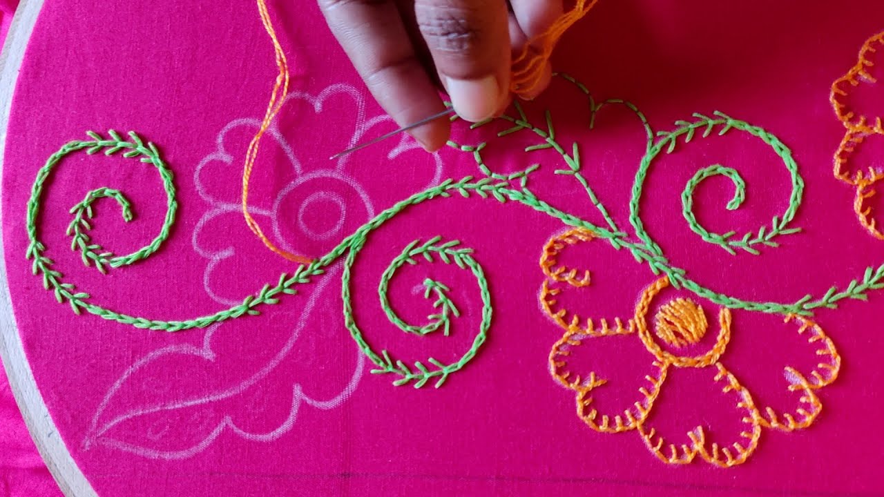 Hand embroidery nice nakshi kantha design stitch tutorial,নকশীকাঁথার ...
