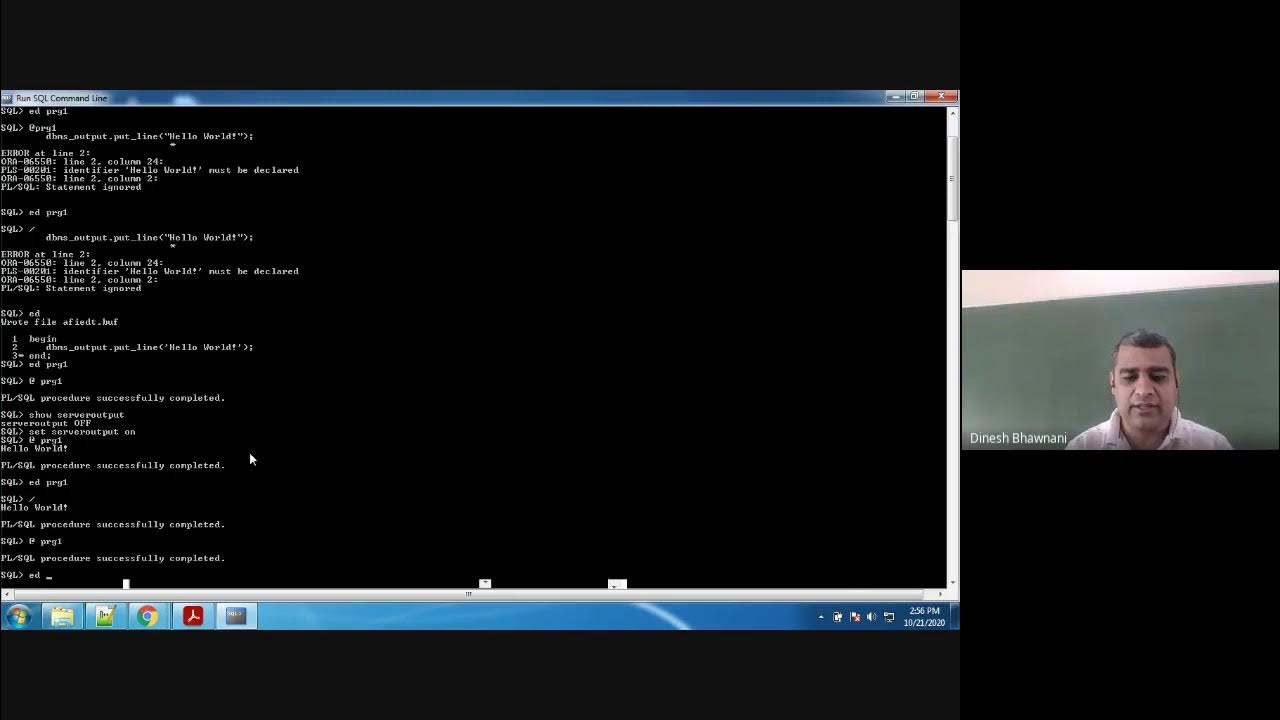Introduction to PL/ SQL | Live Class | Dinesh Bhawnani | BIT DURG | [DBMS LAB] - YouTube