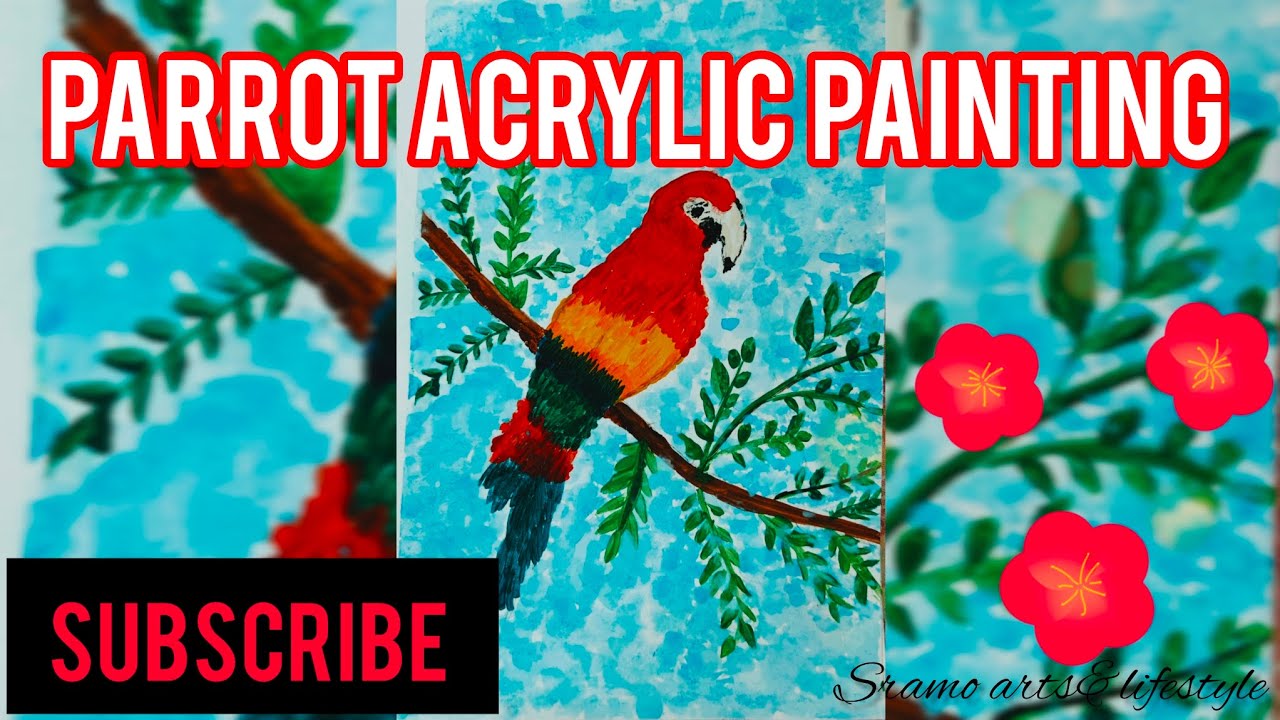 Parrot acrylic painting ||easy acrylic painting ||art - YouTube