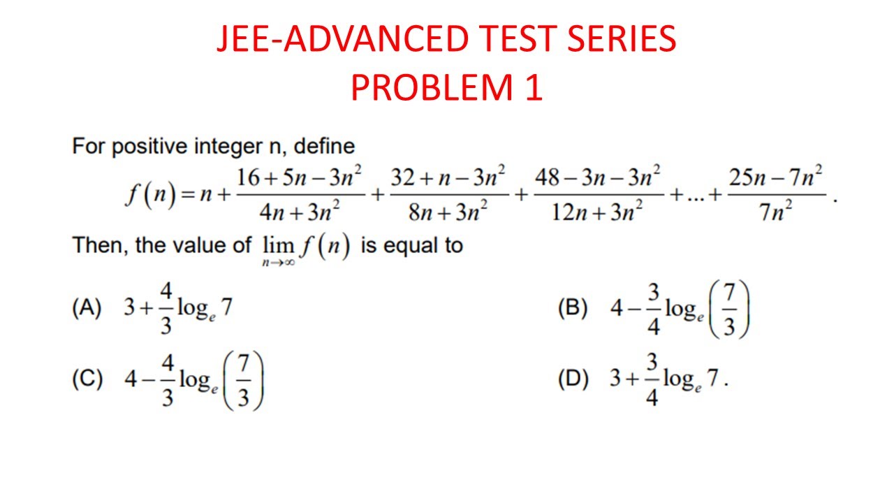 JEE ADVANCED TEST SERIES PROBLEM-1 - YouTube