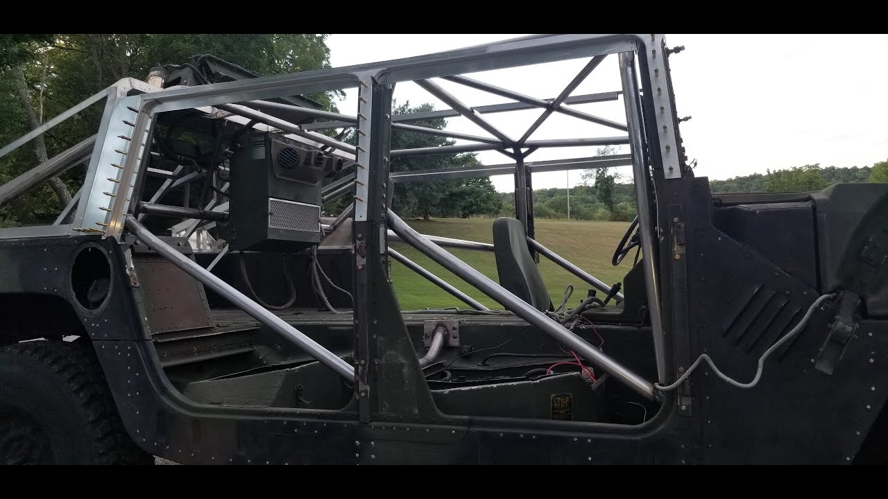 Humvee Part 1 B & C Pillar 12 Point Roll Bar Fabrication - YouTube