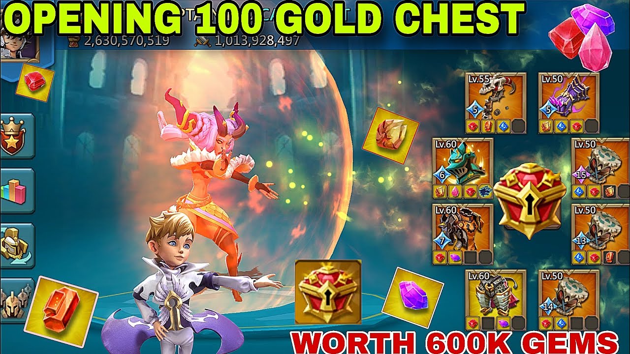 Lords Mobile - 600k GEMS WORTH 100 GOLDEN JEWEL CHEST OPENING # ...