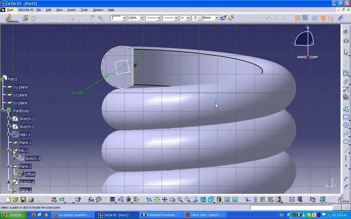 [Cómo hacer un resorte en CATIA Parte 2] (How to draw a spring in CATIA ...
