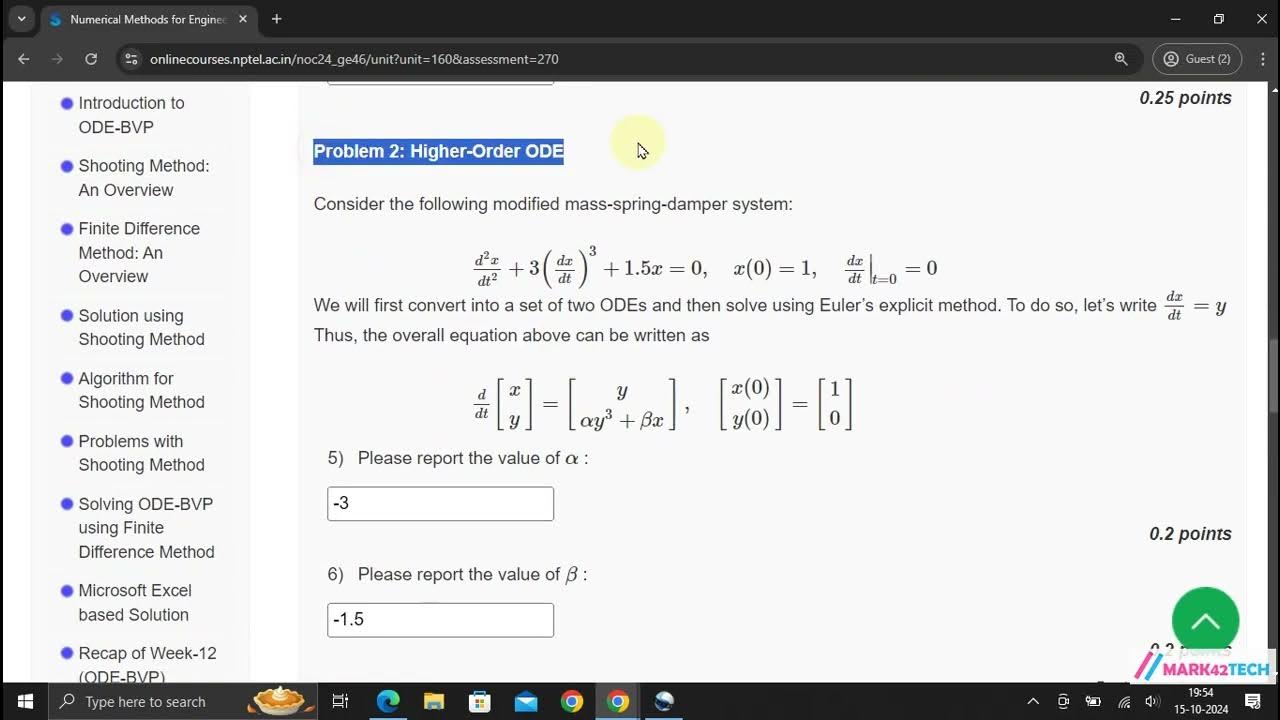 NPTEL Numerical Methods for Engineers Week12 Assignment 12 Solution ...