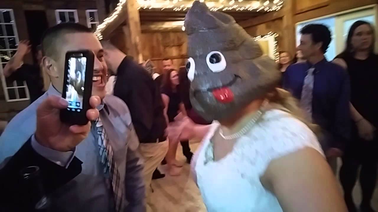 Doo Doo Head / Poop emoji mask on the bride - YouTube