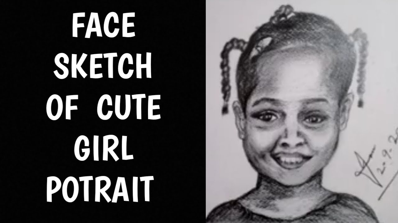 How To Draw Potrait of Smiling Cute Girl | Face Sketch | Sketching ...