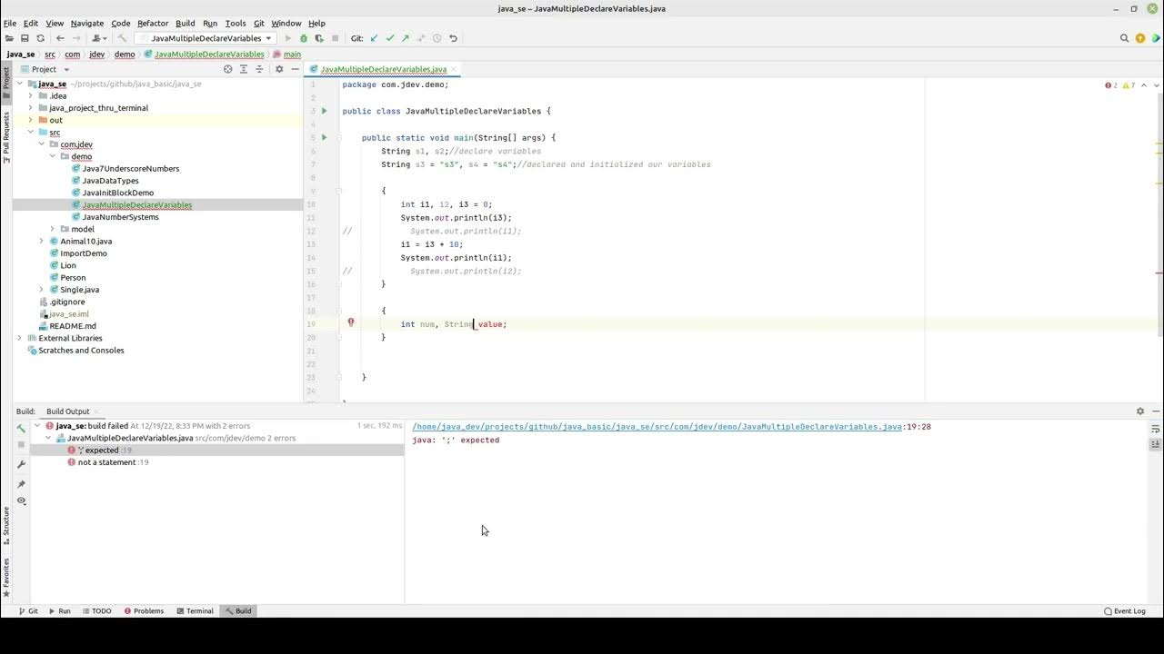 How to declare in java multiple variables? L10 - YouTube