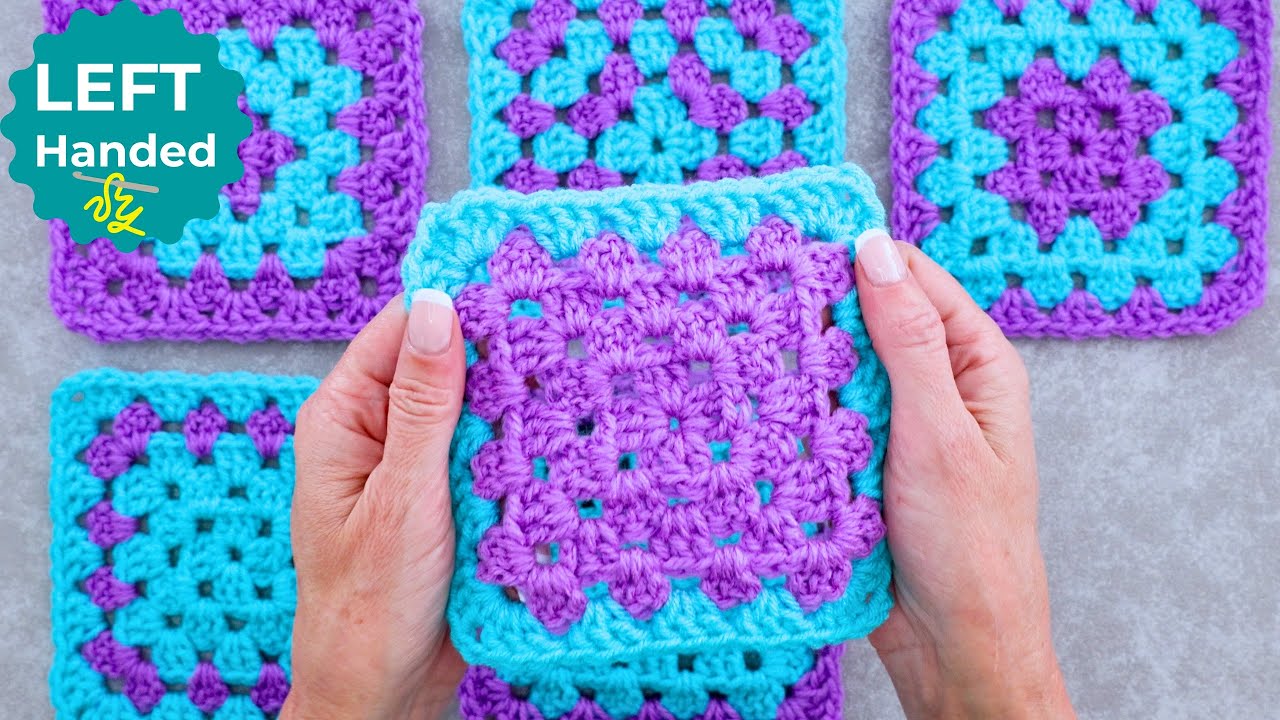 How to Crochet a Granny Square LEFT HANDED for Absolute Beginners! - YouTube