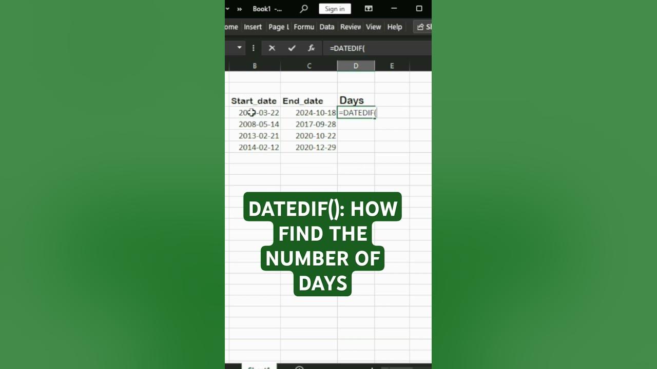 How to Find the Number of Days in Excel. #spreadsheets #exceltips # ...
