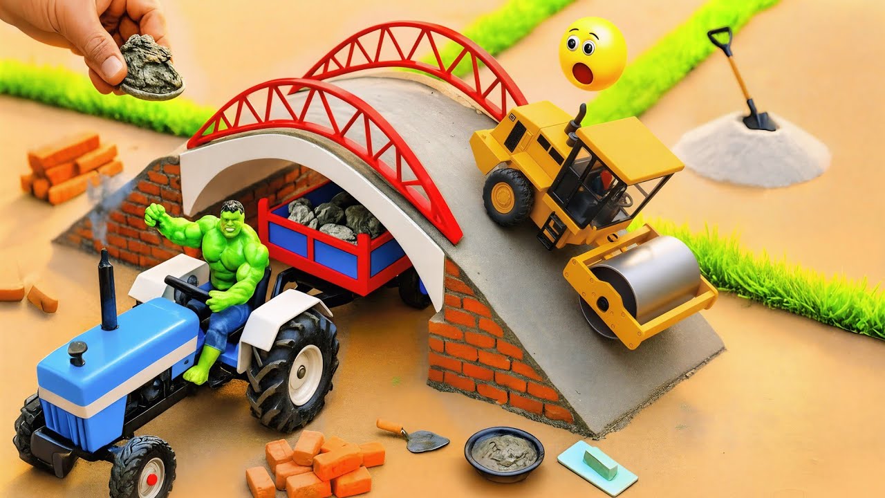 diy tractor making mini concrete bridge/diy mini tractor bridge making ...