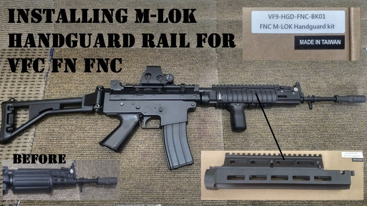 Installing M-LOK Handguard Rail for VFC FN FNC - Airsoft gun GBBR - YouTube