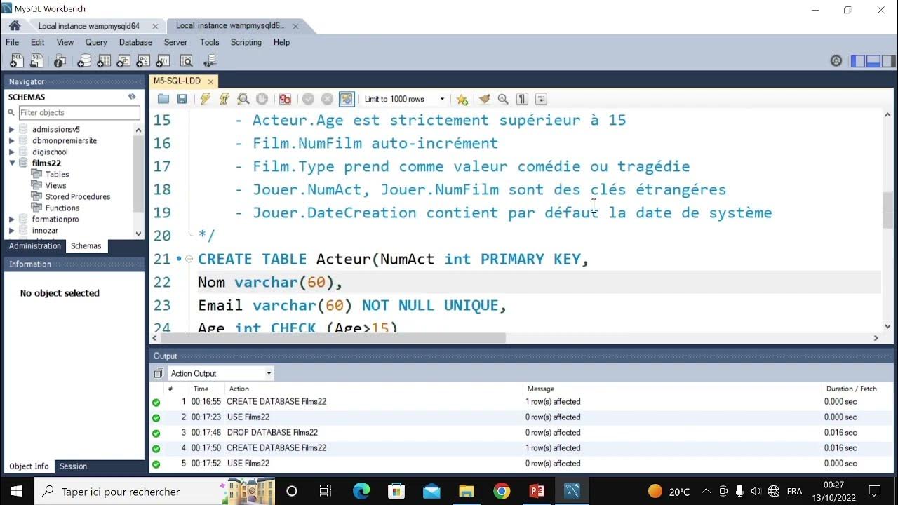 Bases de données V5 : SQL LDD (CREATE DROP ALTER) - MySQL - YouTube