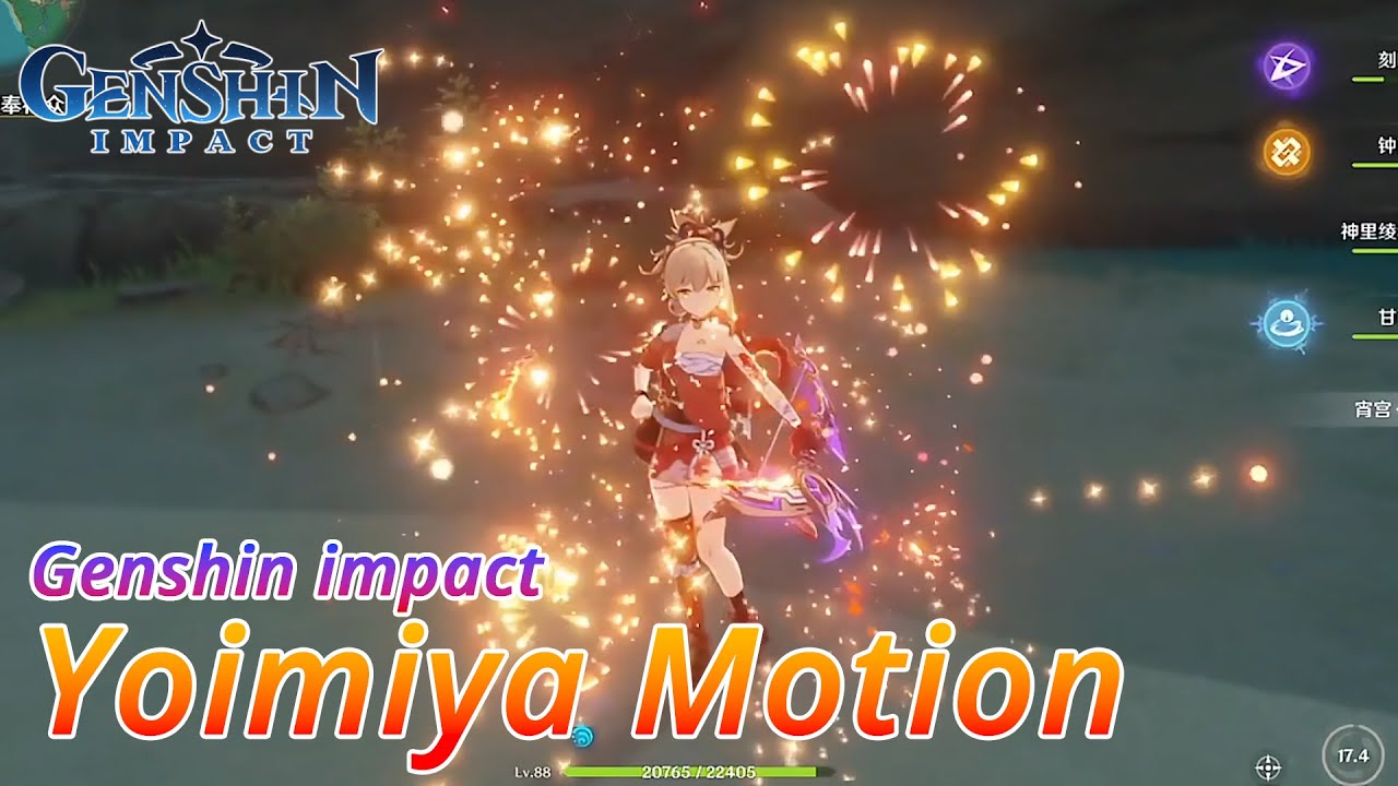 Yoimiya gameplay Motion after attack | Genshin Impact - YouTube