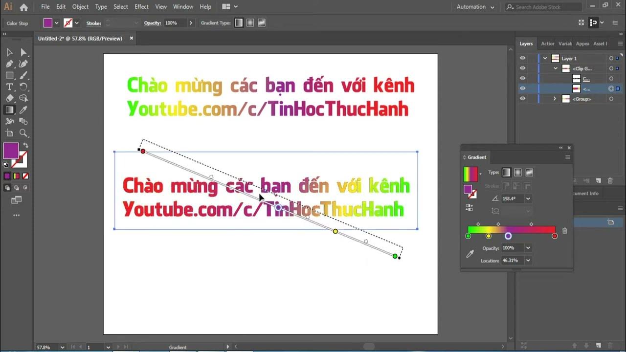 2 Cách Tô màu Gradient cho Text trong illustrator. Tô màu chuyển sắc cho text trong AI - YouTube