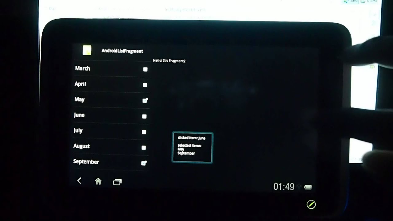 Android Example Listfragment With Multiple Choice Youtube