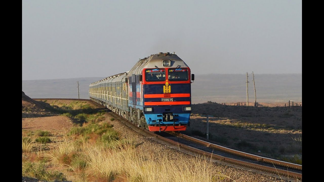Diesel locomotive 2TE116UD (GEVO12), Gobi-Steppe part of Trans ...