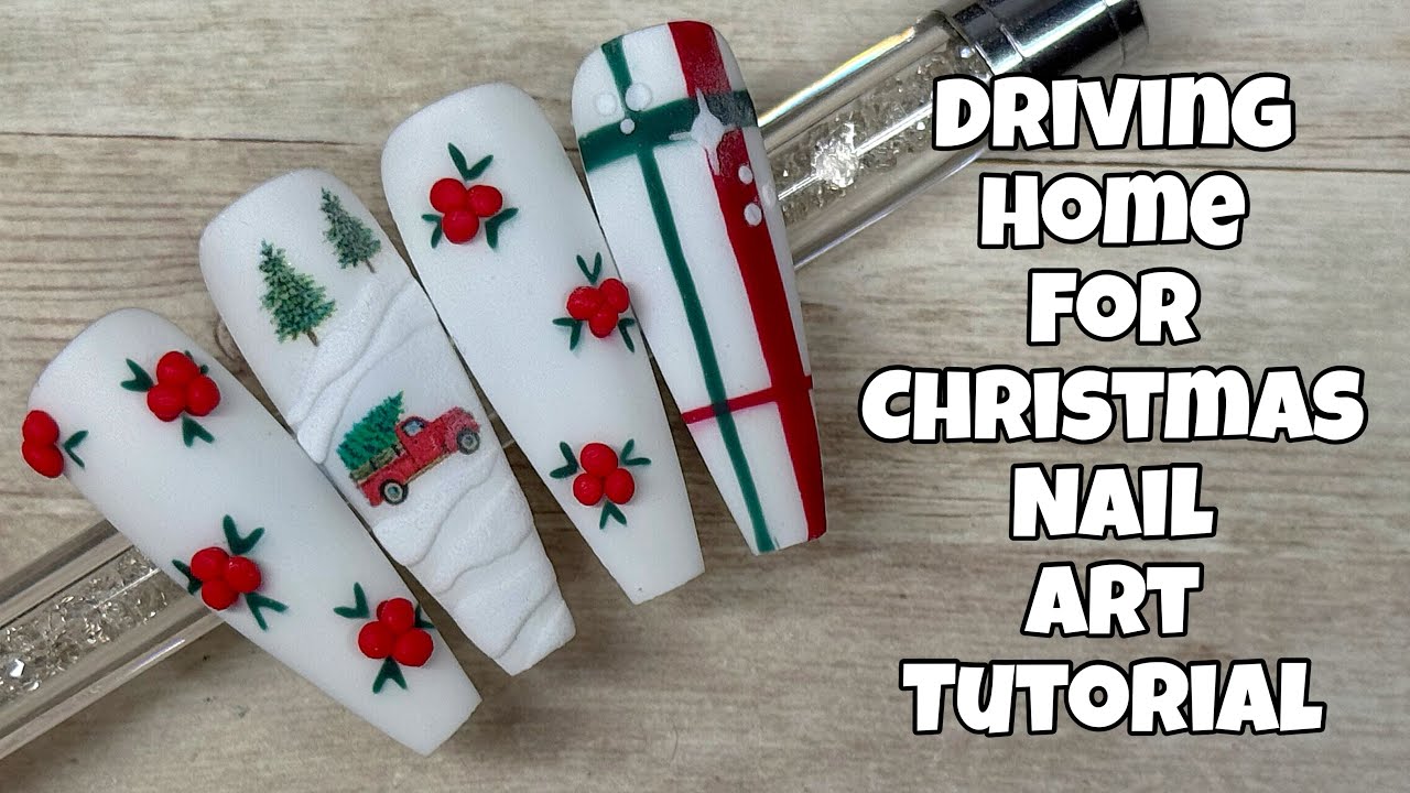 Driving Home for Christmas Nail Art Tutorial - YouTube