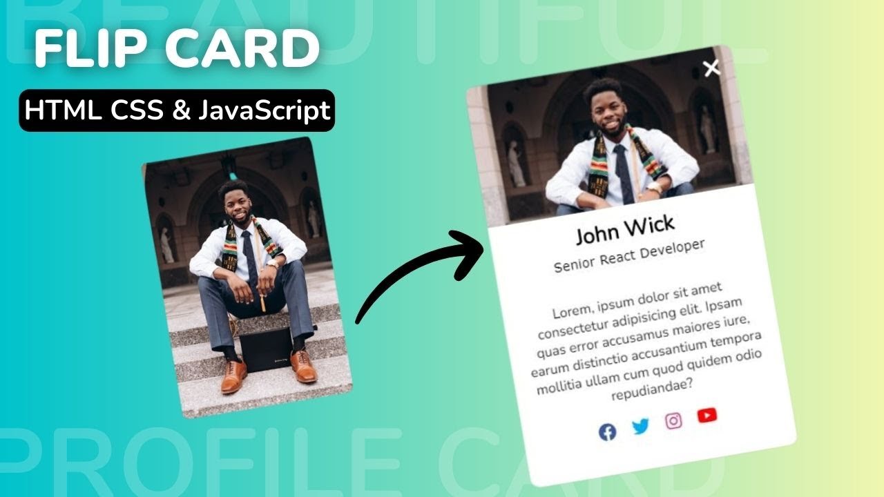 Flip Card Using Html Css And Javascript Youtube 1939