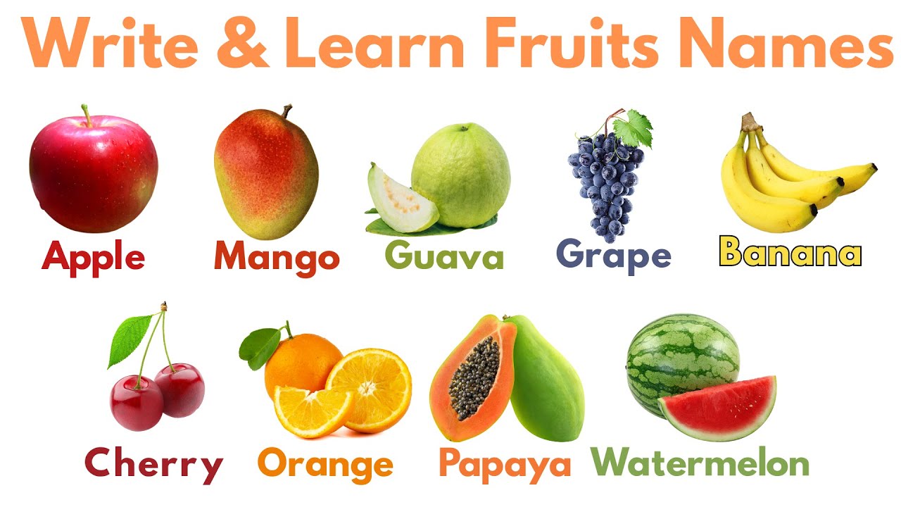 Write & learn fruits names | Pre School | Learn English Words (Spelling ...