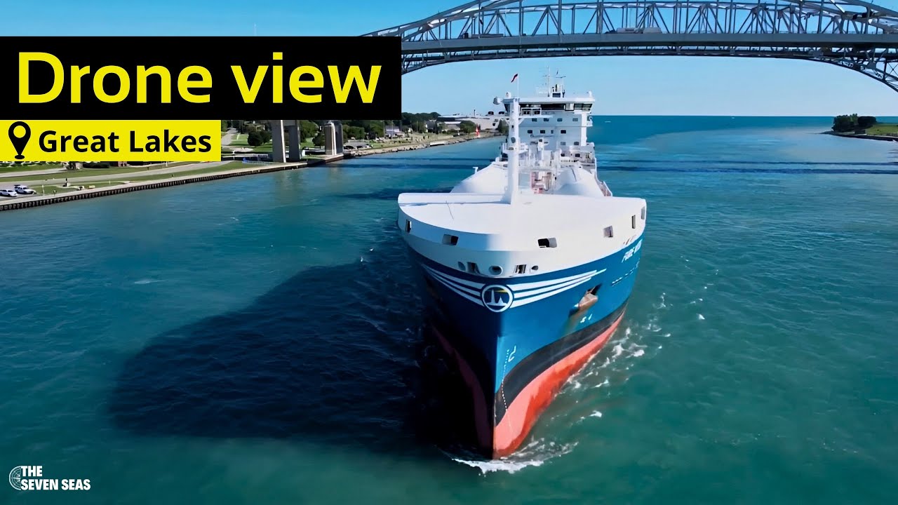 Drone video of 'FURE VITEN' tanker ship at Port Huron, Michigan ...
