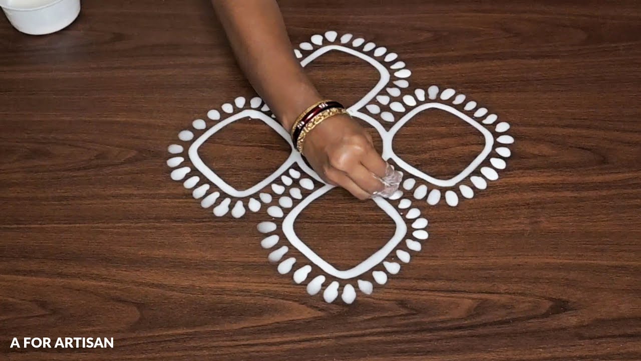 2 Types of Small and Easy Flower Rangoli Designs / Simple Alpona ...