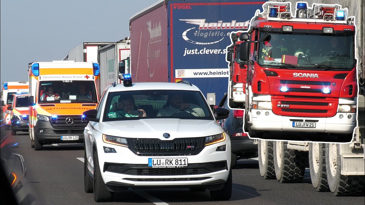 German drivers create lane for emergency vehicles responding to a major ...