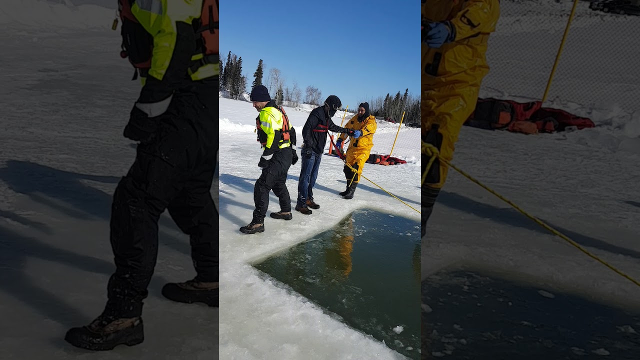 Surface ice water rescue training - YouTube