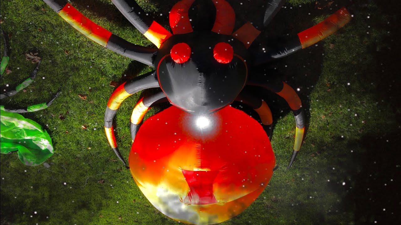 11-ft Airblown Inflatable Fuzzy Orange & Black Spider - Inflation ...