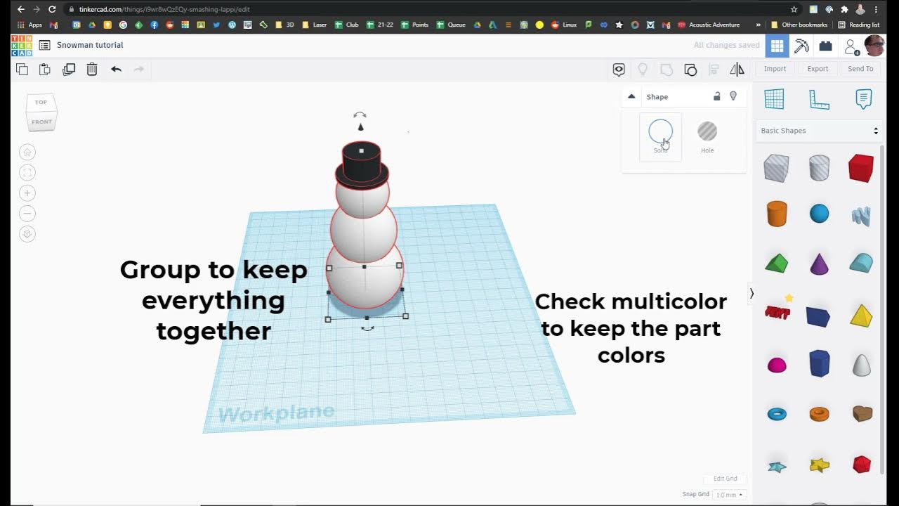 TinkerCAD snowman tutorial - YouTube