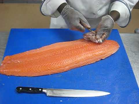 How to remove pin bones from salmon filet - YouTube
