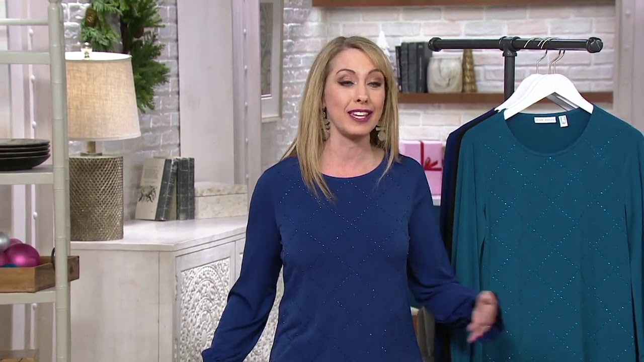 Susan Graver Liquid Knit Top with Sparkle Detail on QVC - YouTube