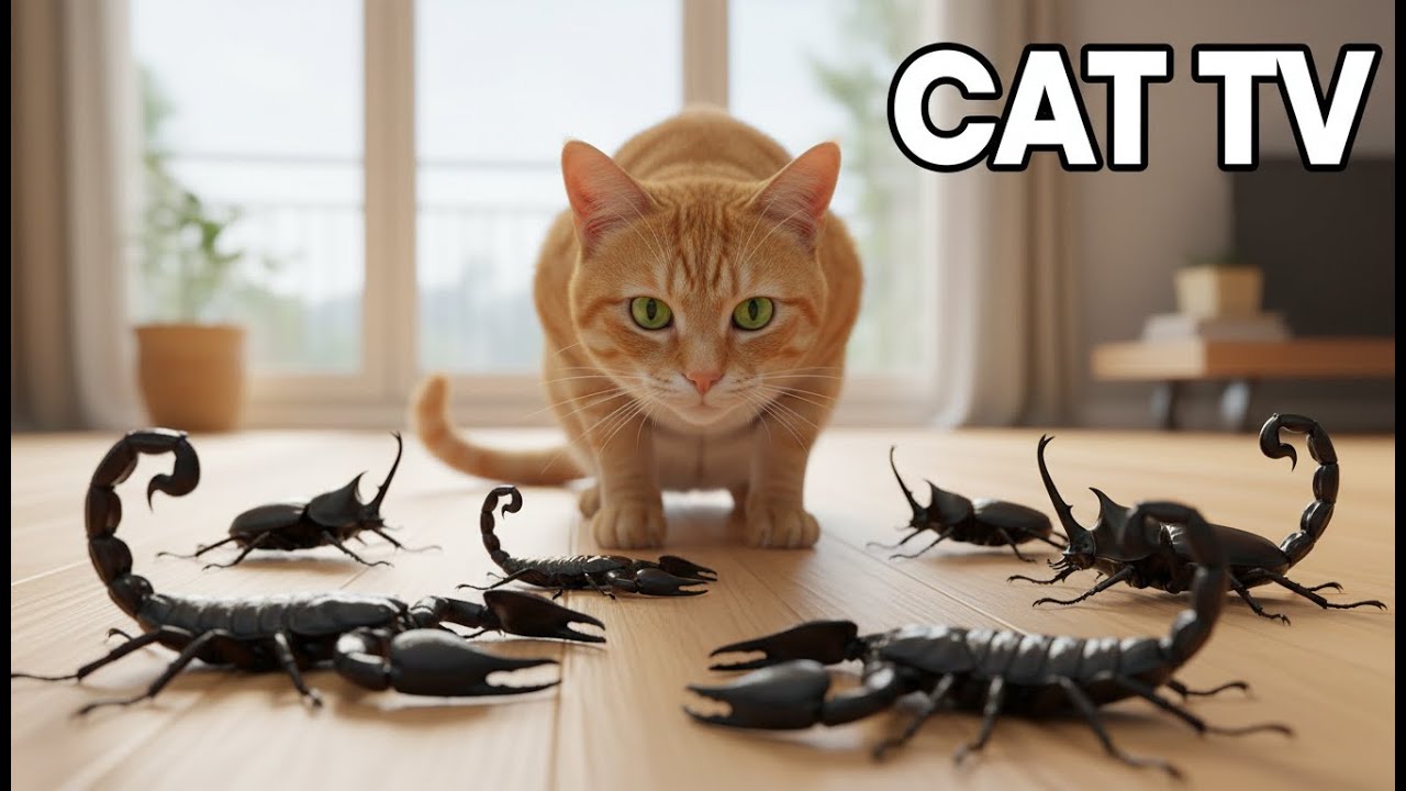 CAT TV for Cats to Watch - Scorpion and Hercules Beetle Crawling Action ...