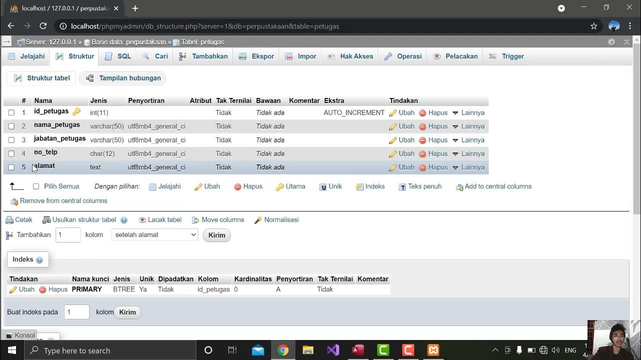 TUTORIAL membuat DataBase perpustakaan menggunakan XAMPP MySQL - YouTube