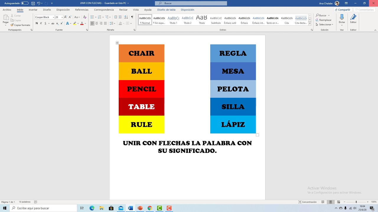 PLANILLAS INTERACTIVAS EJEMPLO DE UNIR CON FLECHAS - YouTube