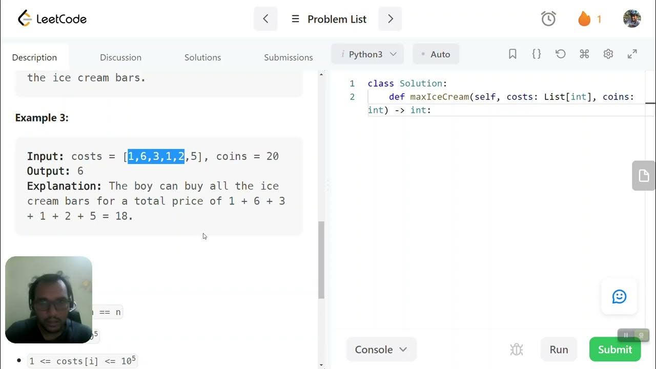 Maximum ice cream bars | Python | LeetCode - YouTube