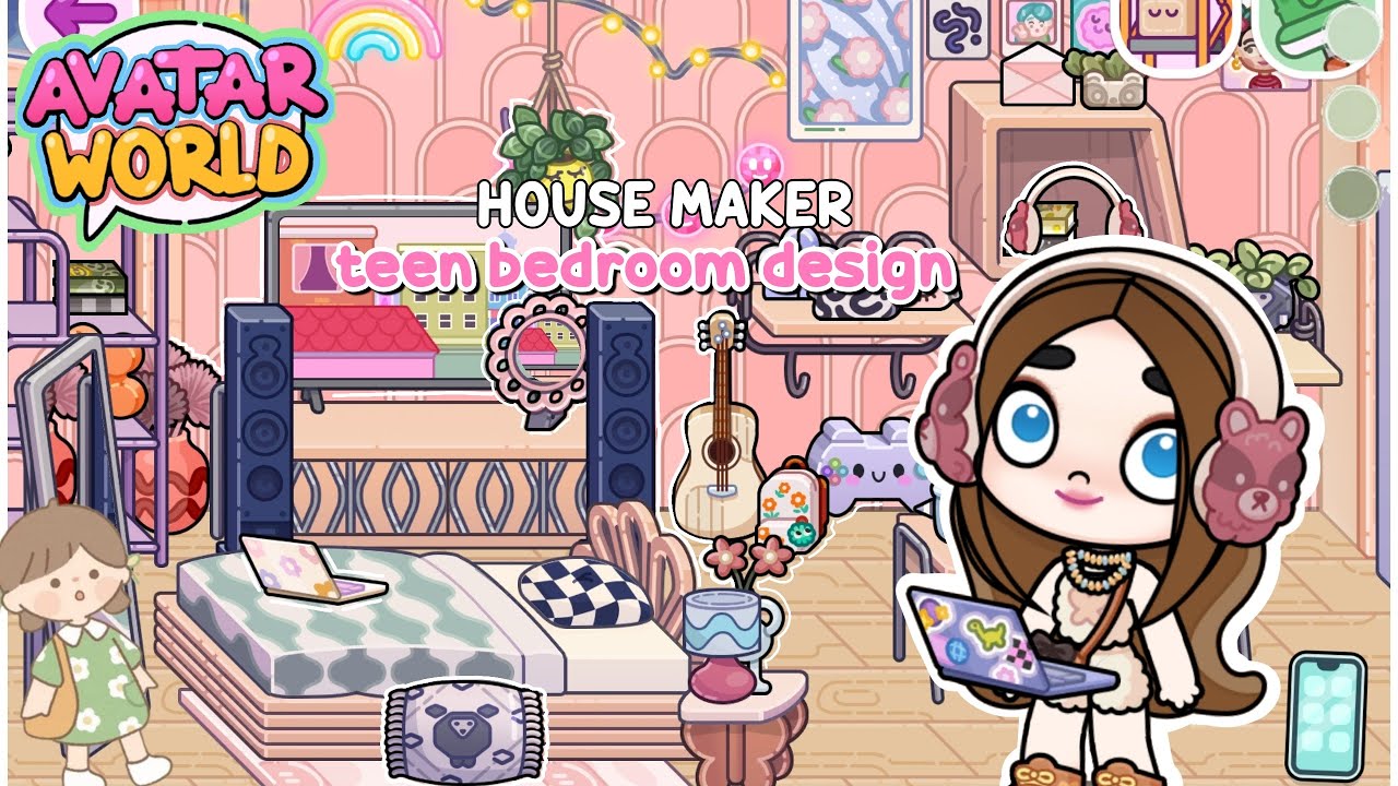 Aesthetic HOUSE MAKER Teen Bedroom Design Idea in AVATAR WORLD 🏠🌸 ...