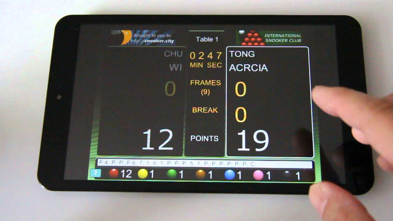 Windows 8" Tablet Touch Screen Basic Operation ProScore Snooker ...