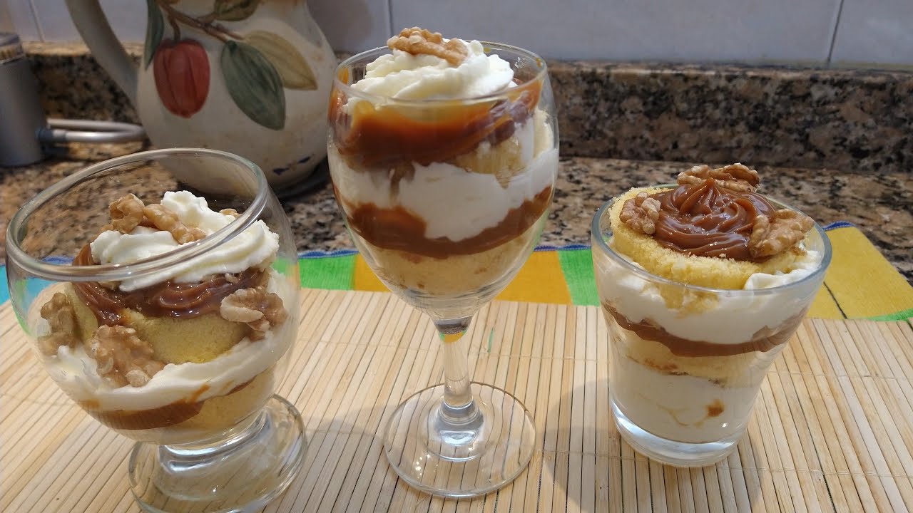 Postre con pionono en vasos / Receta muy fácil y económica - YouTube