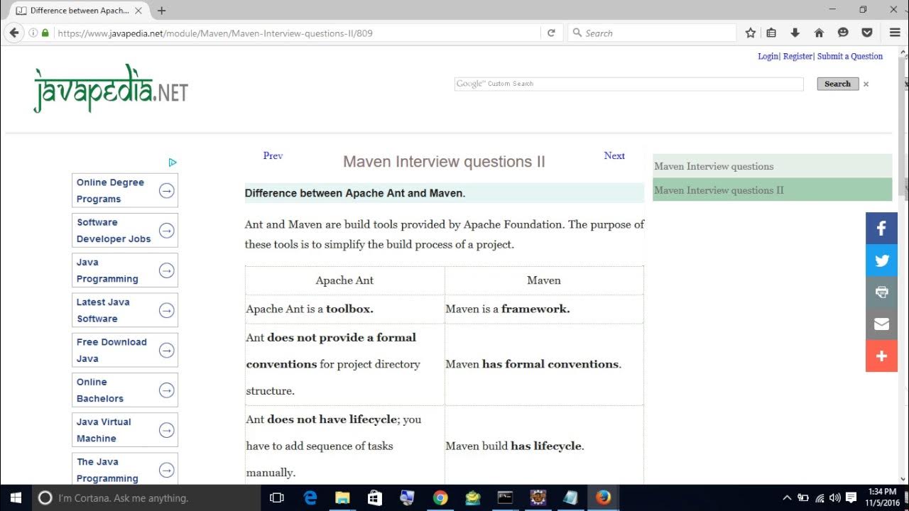 Difference between Apache Ant and Maven. | javapedia.net - YouTube