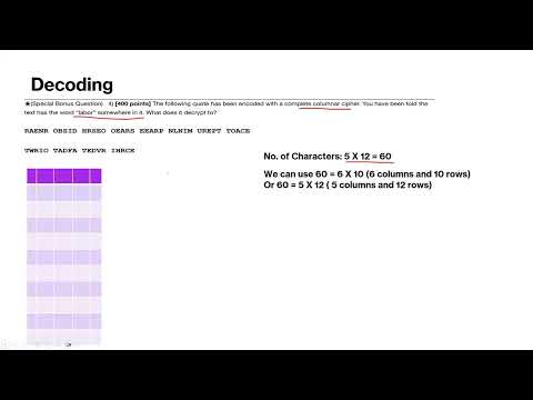 Codebusters Div B ScienceOlympiad Columnar Cipher - YouTube